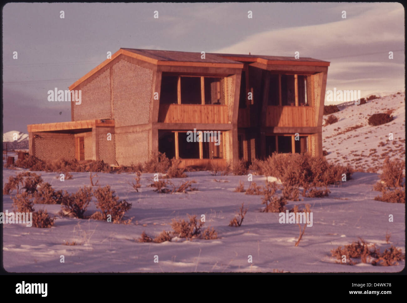 This image shows the completed experimental house built from 70,000 ...