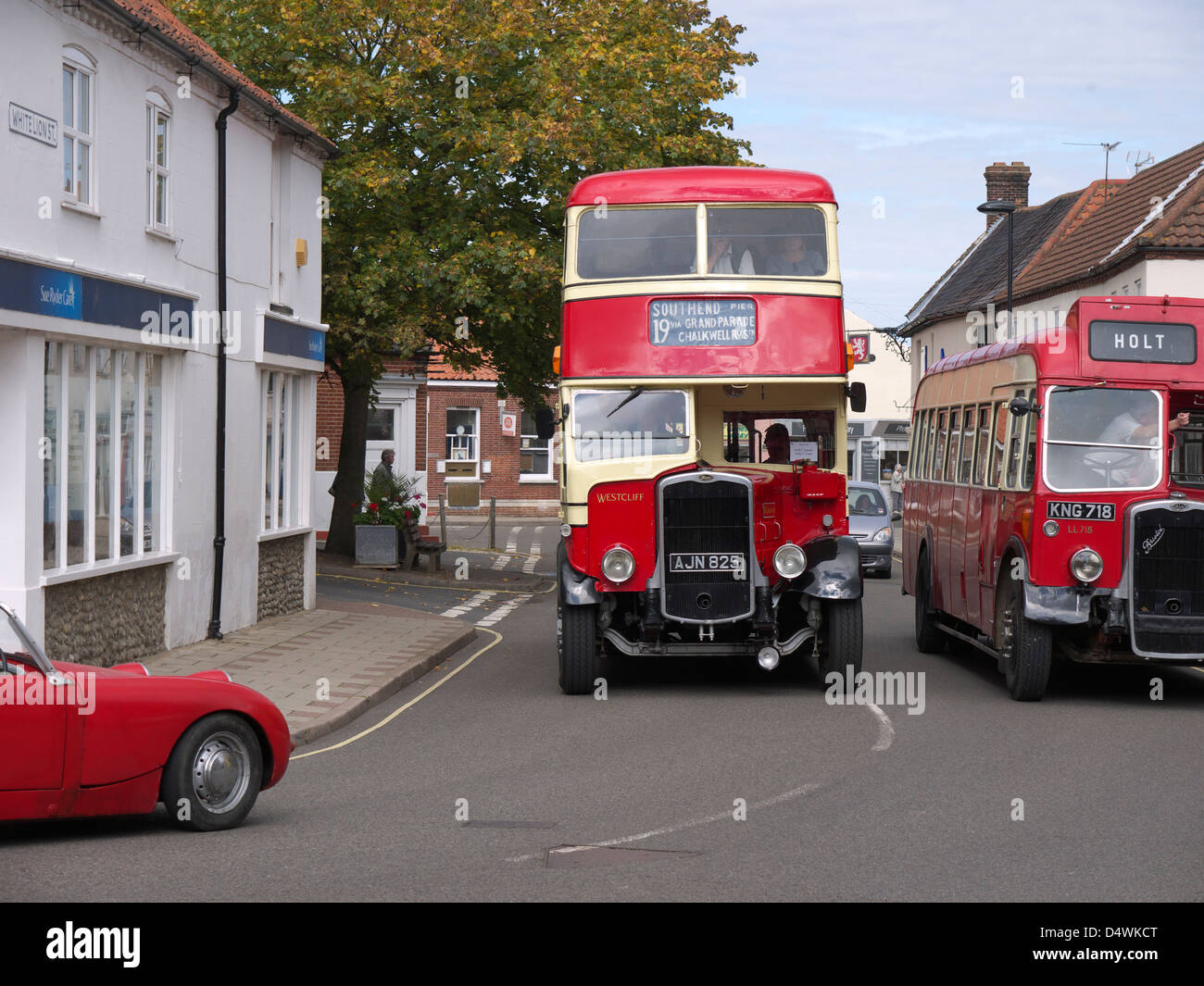 Two vintages buses,Holt,Norfolk Stock Photo - Alamy