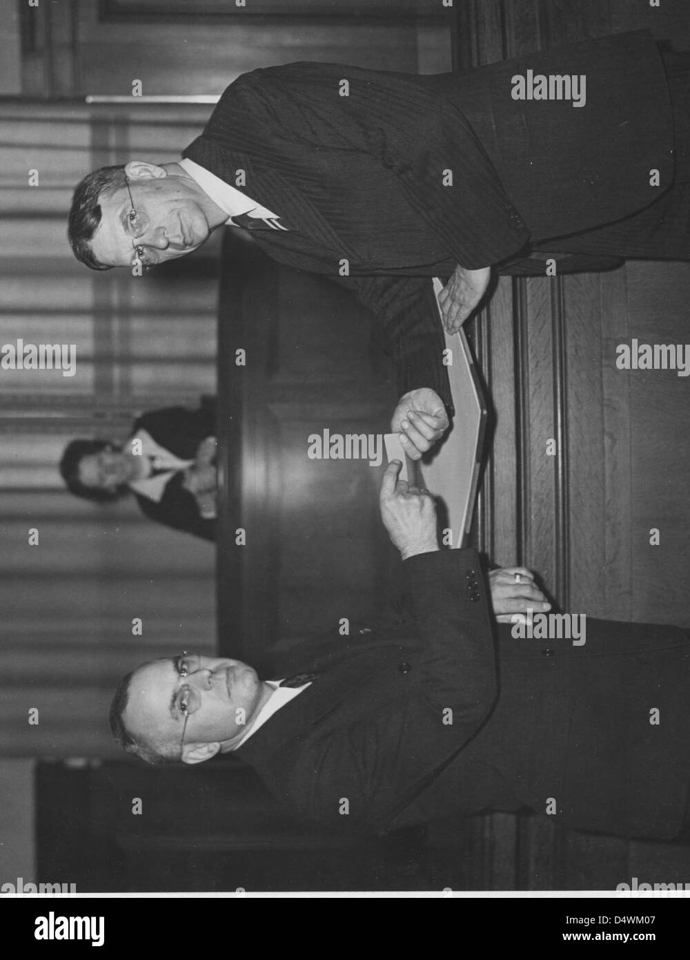 A 1936 photograph showing Colonel Oliver H. Spaulding receiving the ...