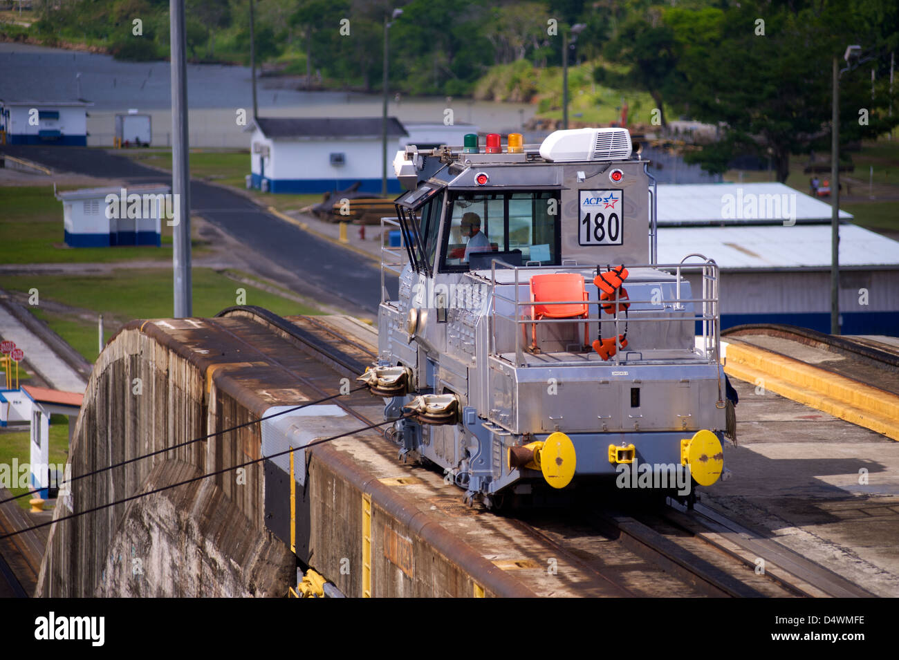 Ships in the Miraflores lock section of the Panama Canal Stock Photo ...