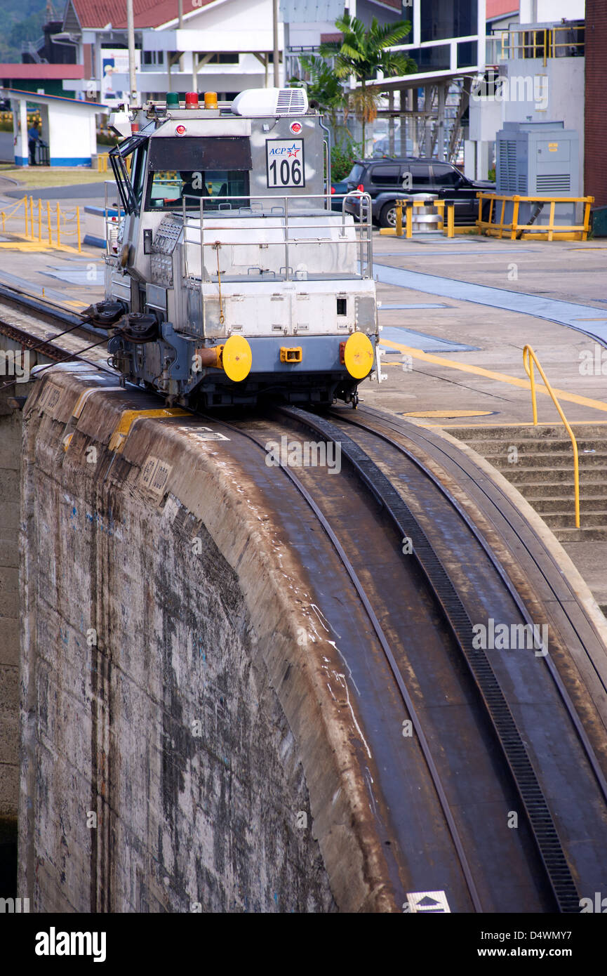 Ships in the Miraflores lock section of the Panama Canal Stock Photo ...