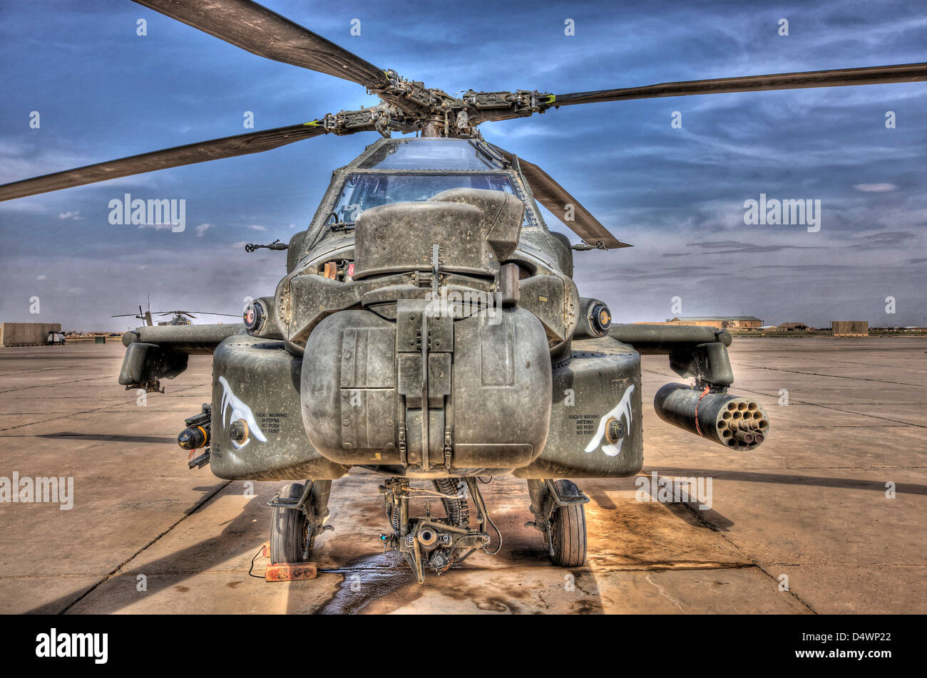 High dynamic range image of an AH-64D Apache Longbow helicopter at COB ...