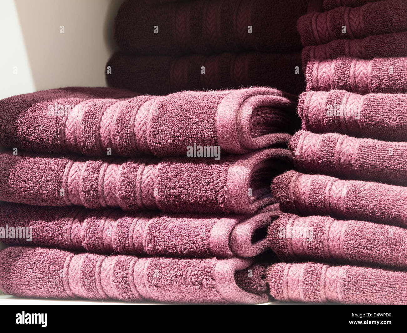 Stacks of Towels in Linen Closet Stock Photo - Alamy