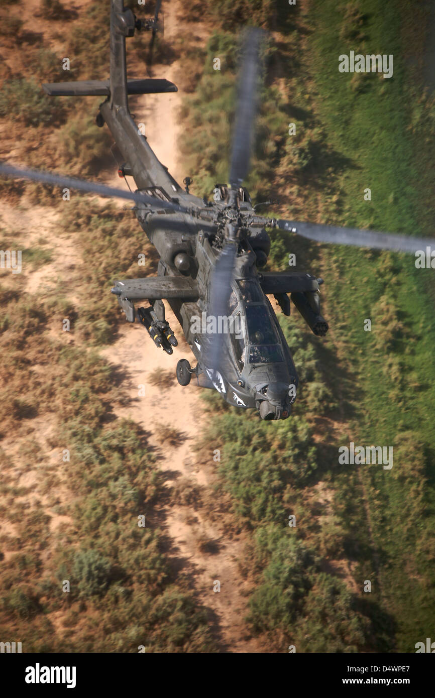 An AH-64D Apache Longbow helicopter in flight over Northern Iraq Stock ...