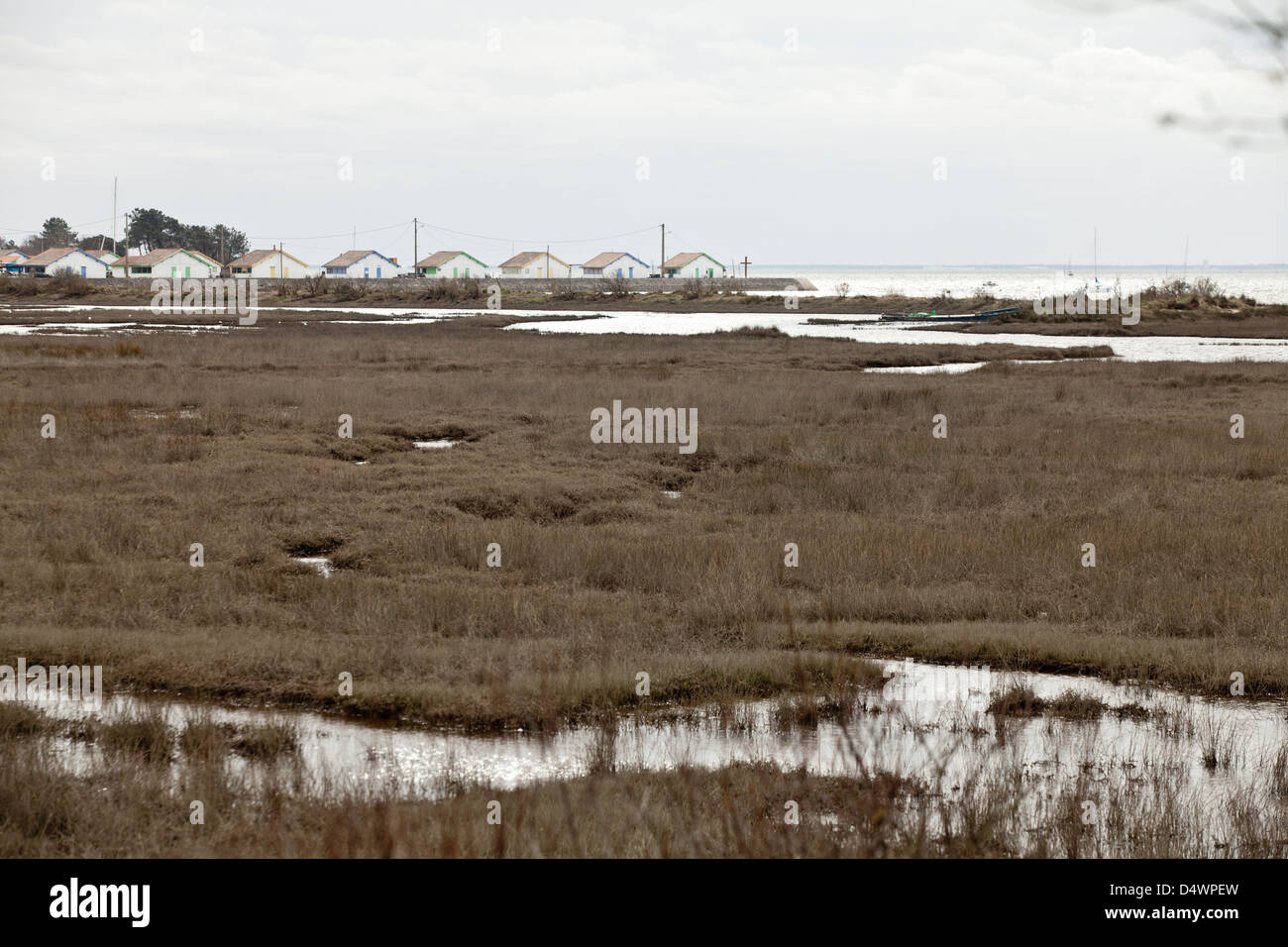 The oyster farming port from the salt marshes at Ares, Gironde, France ...