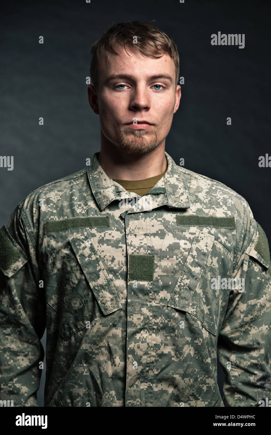 Military young man. Studio portrait Stock Photo - Alamy