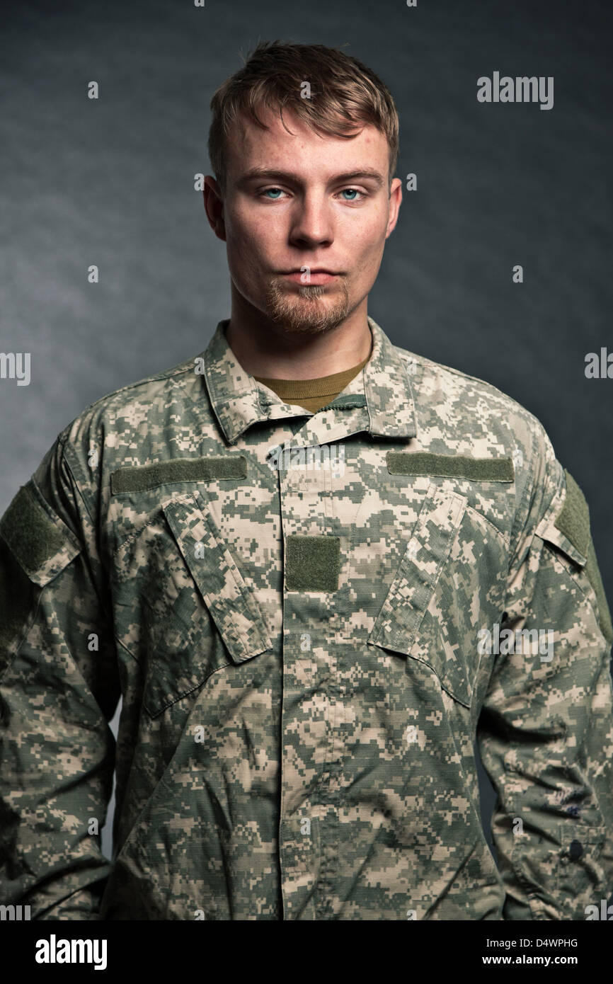 Military young man. Studio portrait Stock Photo - Alamy