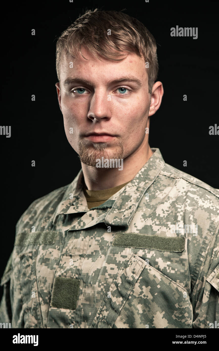 Military young man. Studio portrait Stock Photo - Alamy