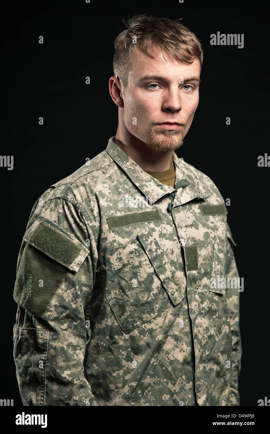 Military young man. Studio portrait Stock Photo - Alamy
