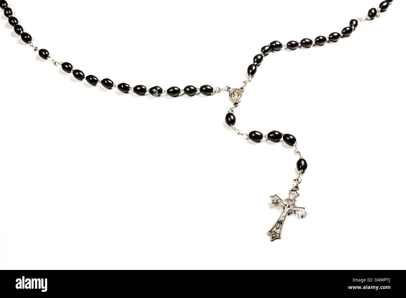Rosary beads and metal cross isolated on a white background Stock Photo ...