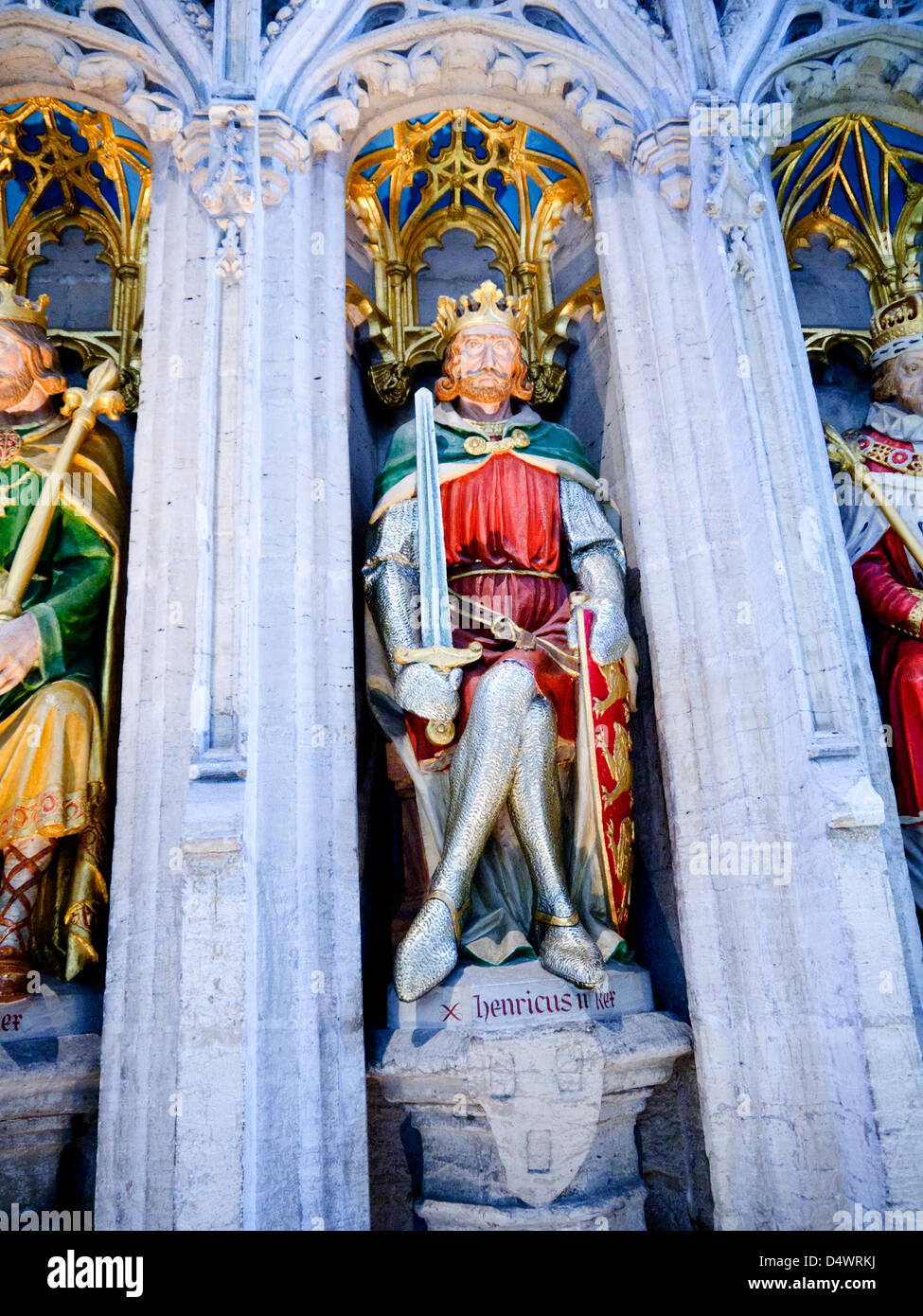 Reredos or rood screen with English Kings in Ripon Cathedral in North ...