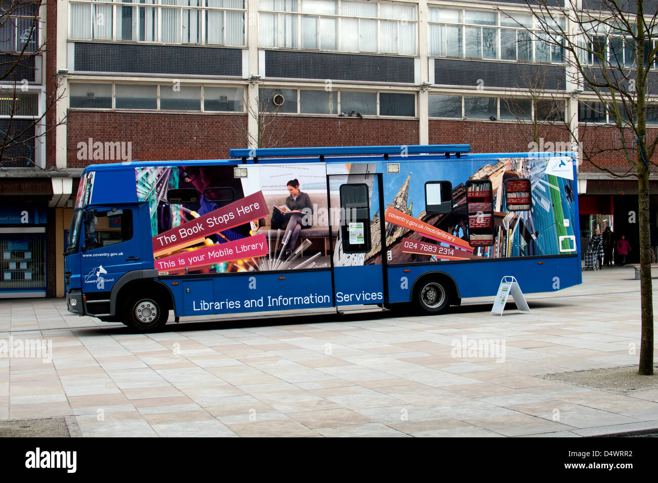 Mobile library, Coventry city centre, UK Stock Photo - Alamy
