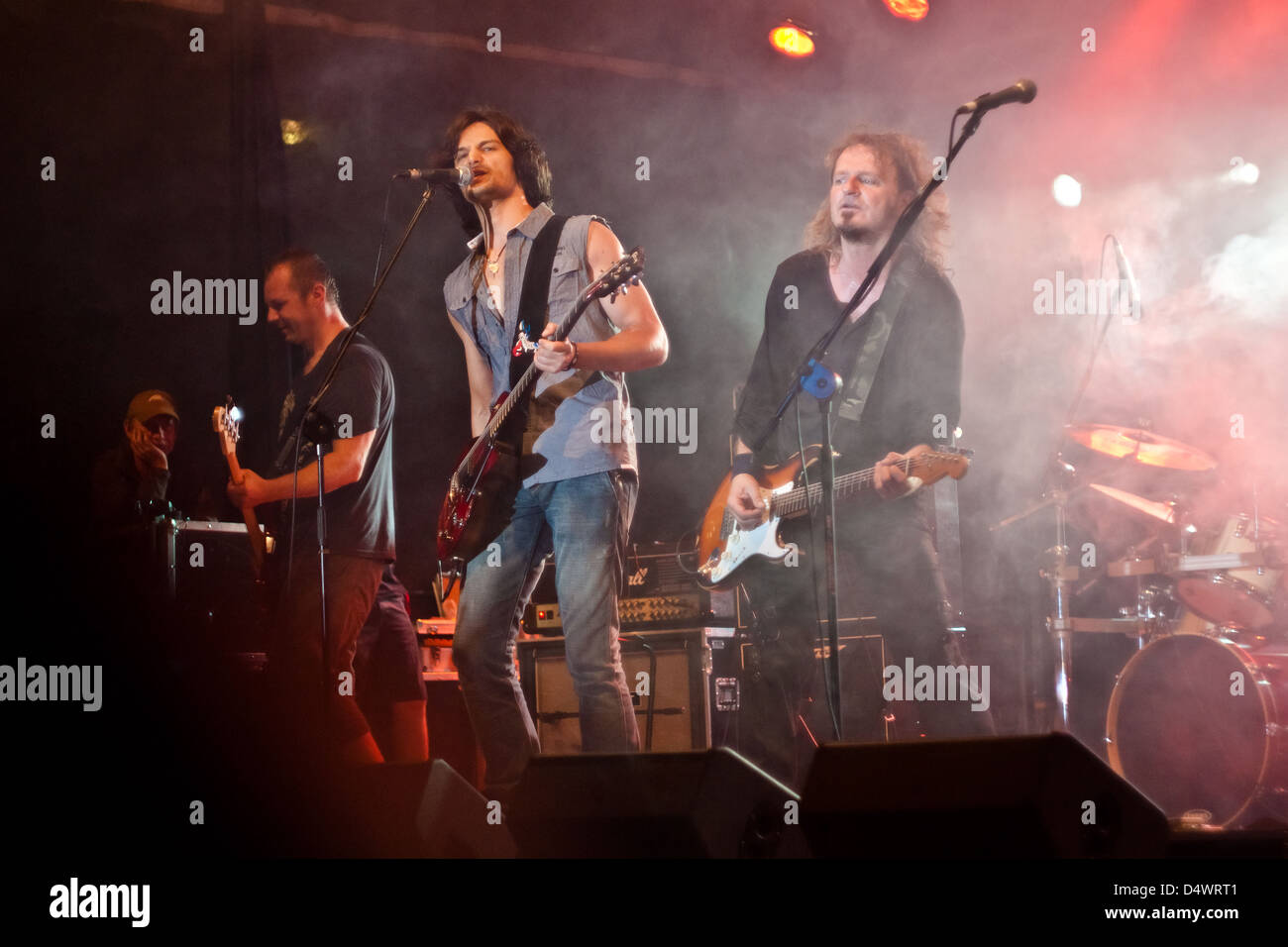 Rock band "VINTAGE" playing live on stage, Poland Stock Photo - Alamy