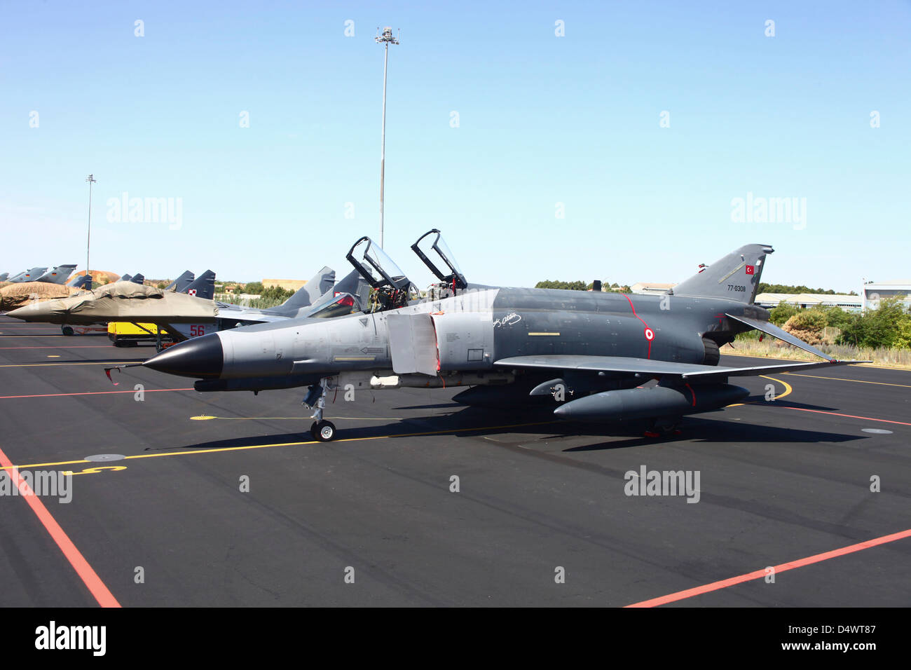 Turkish F-4E Phantom together with Polish MiG-29`s on the ramp at ...