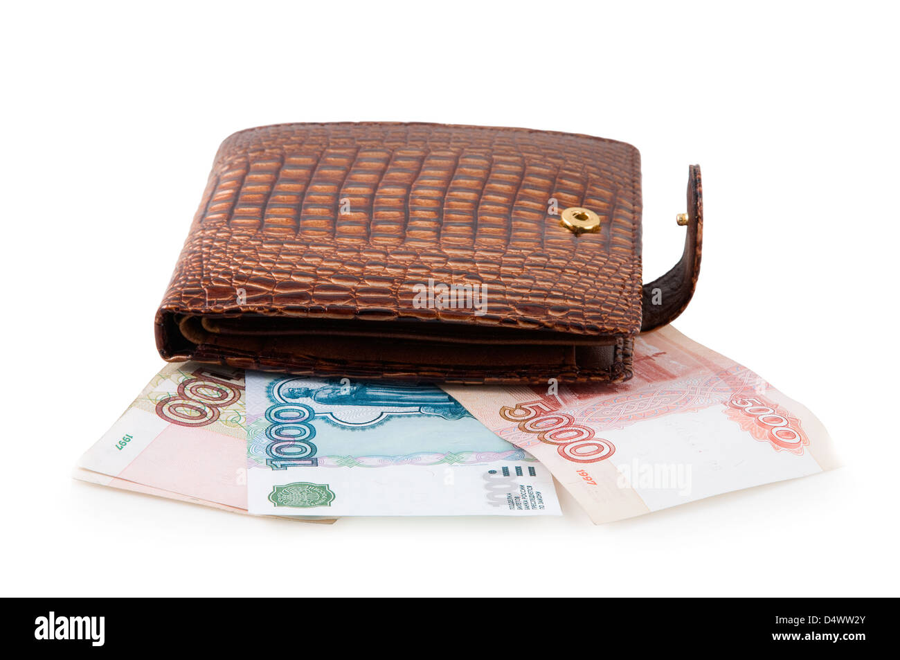 The brown purse is photographed on the close-up Stock Photo - Alamy