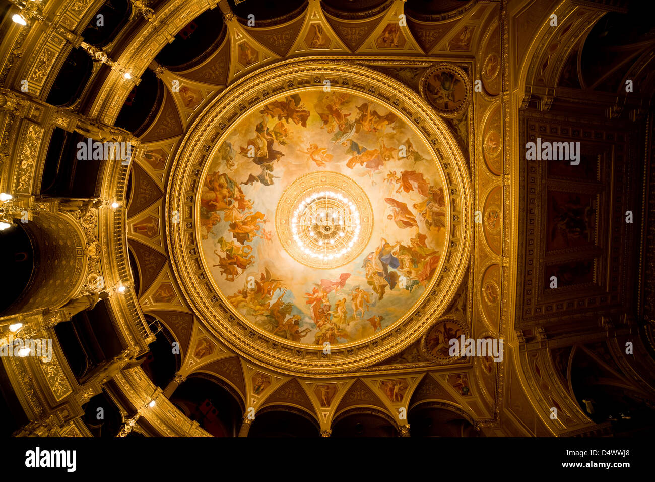 Budapest Opera House interior ceiling with frescos by Karoly Lotz ...