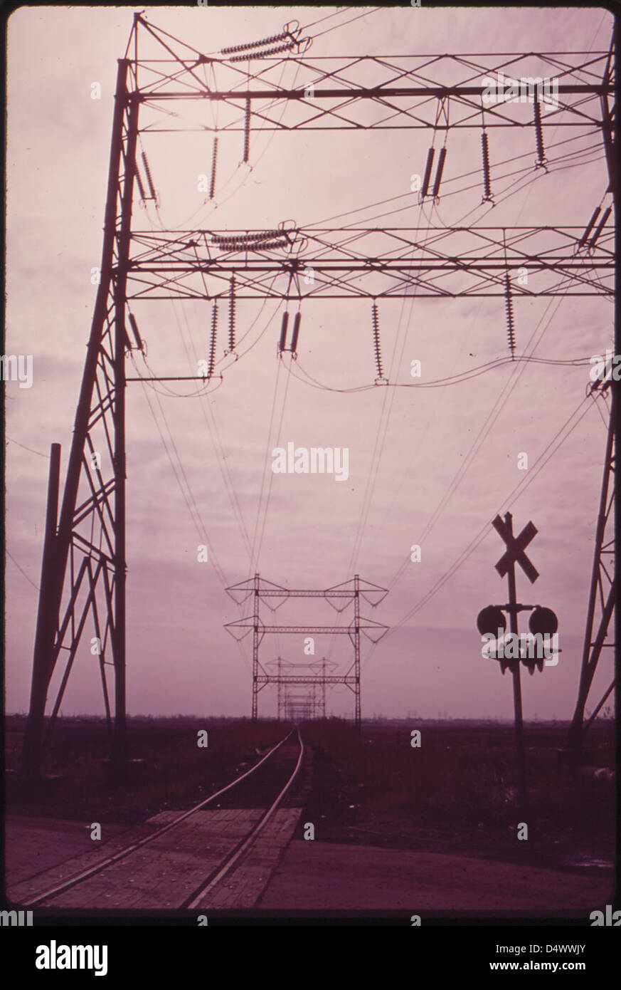 Transmission lines connect a power station constructed on the ...