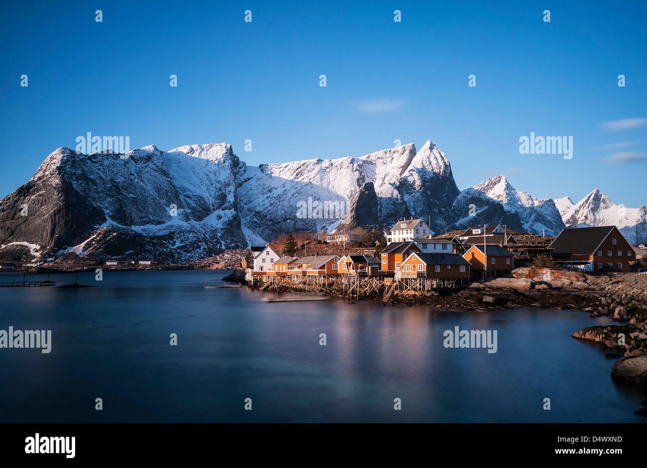 A view of Rorbus at Sakrisoy on the Lofoten islands with Navaren in the ...
