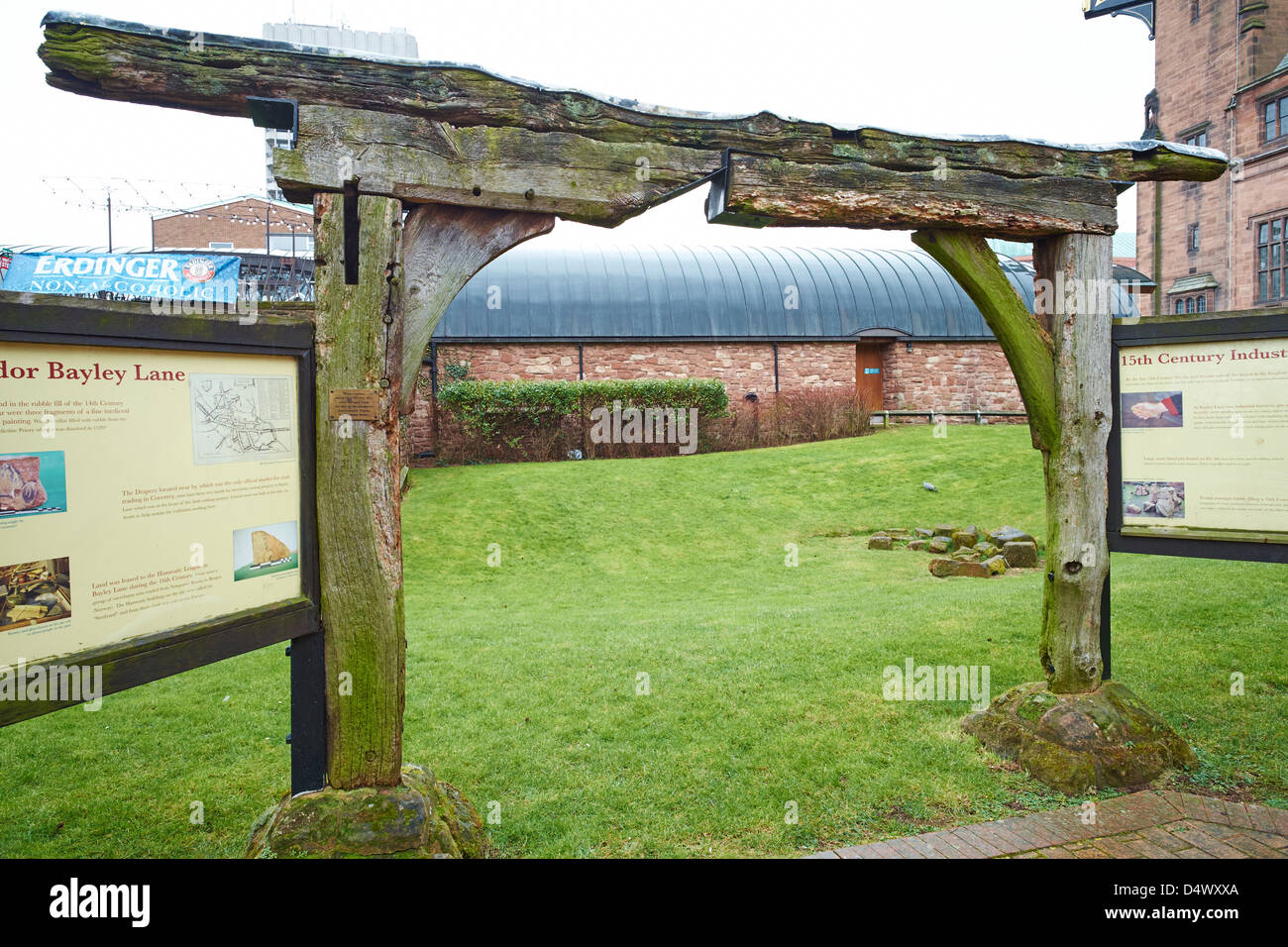 Outdoor exhibition of Tudor Bayley Lane the timbers are dated from 1406 ...