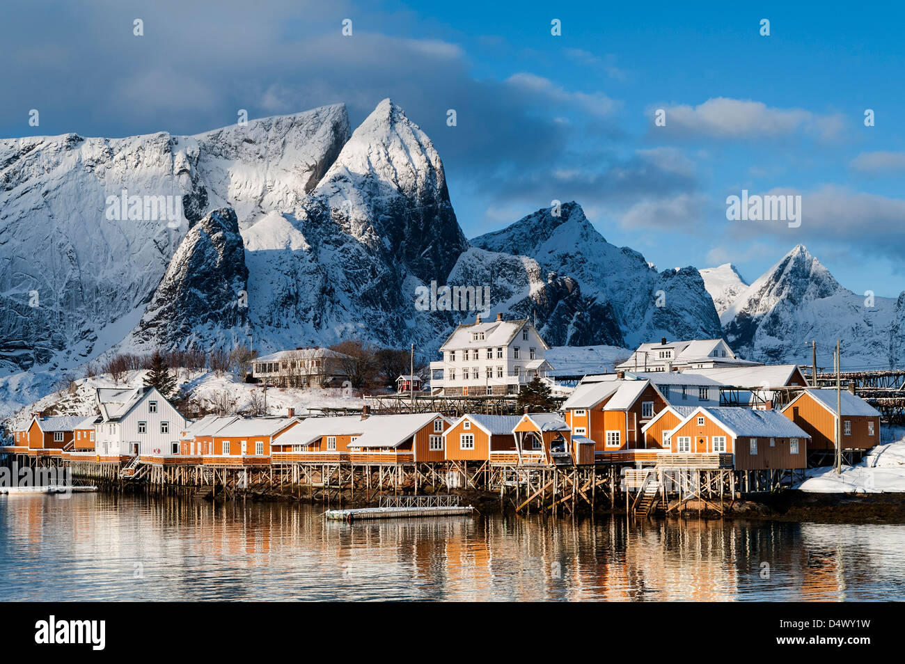 A view Rorbus at Sakrisoy on the Lofoten islands with Navaren in the ...