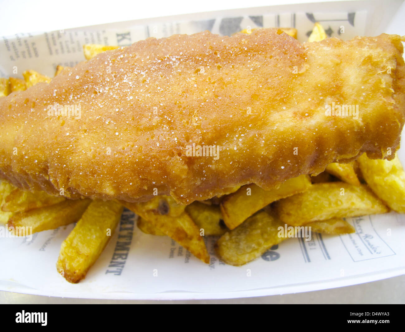 Fish and chips in cardboard dish Stock Photo - Alamy