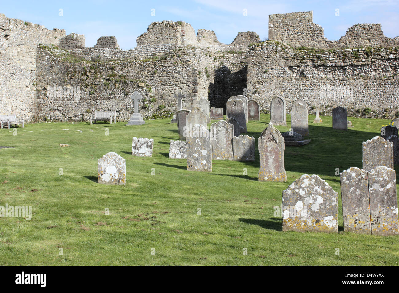 Graveyard tombstone church green funeral cemetery hi-res stock ...