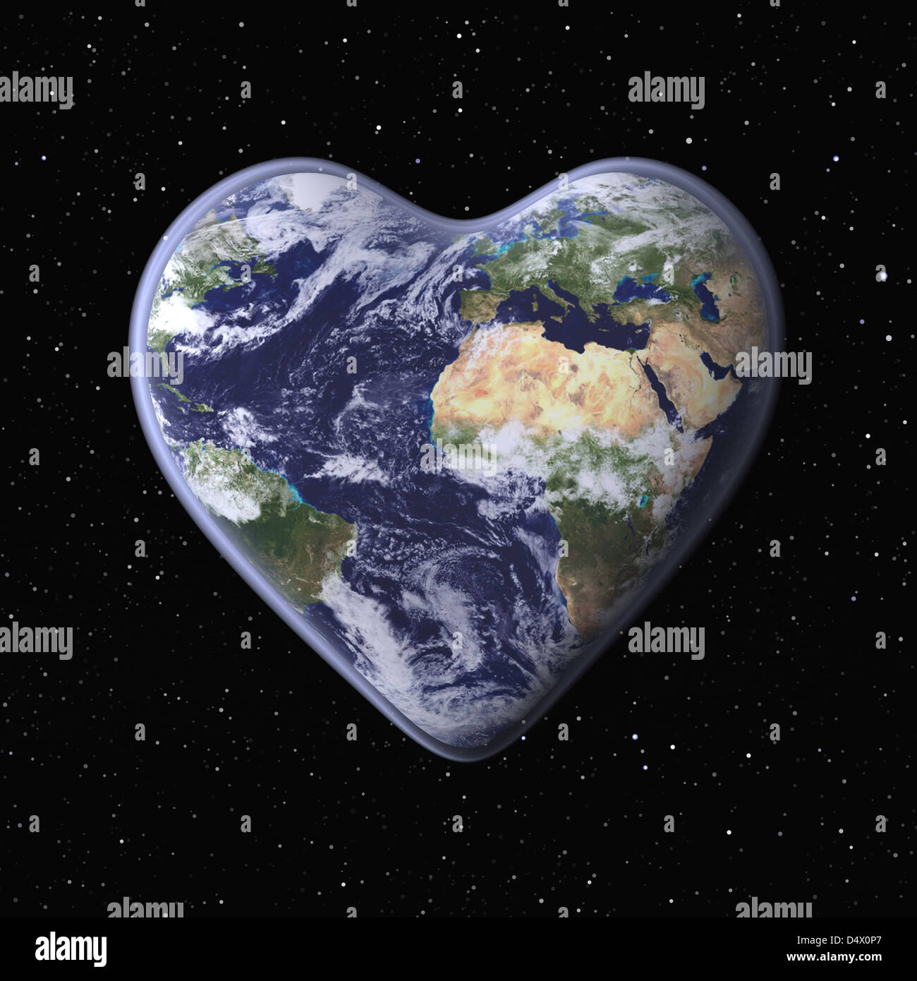 Three-dimensional Globe in the Shape of a Heart; Globe mapping image ...