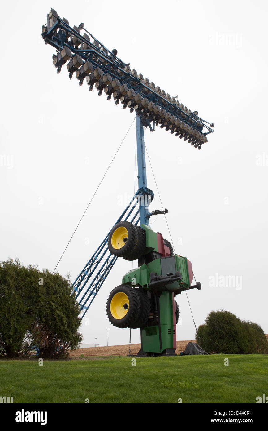 A tractor sculpture at Williamsburg, Iowa, USA Stock Photo - Alamy