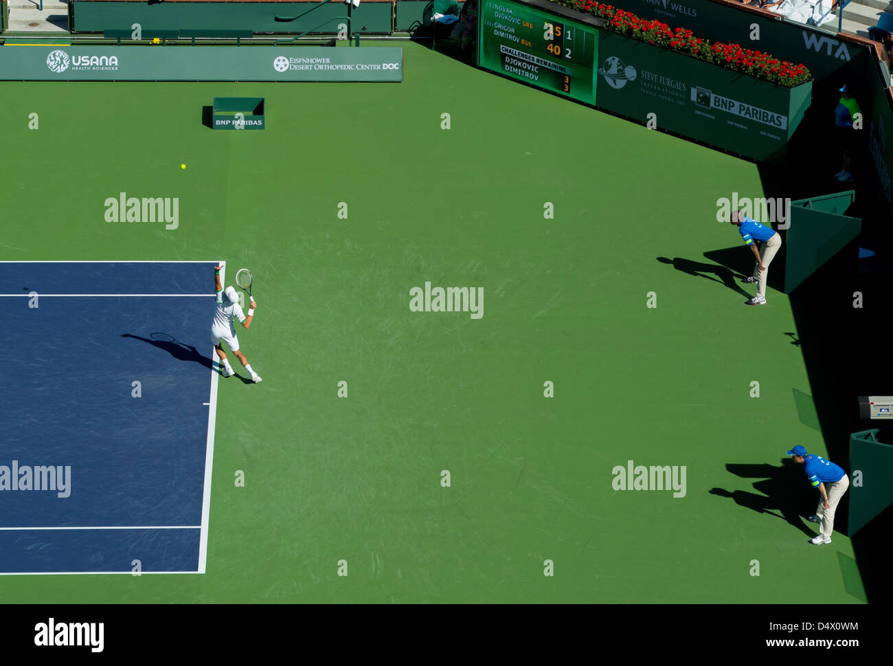 Novak Djokovic Serves at Indian Wells 2013 Stock Photo - Alamy