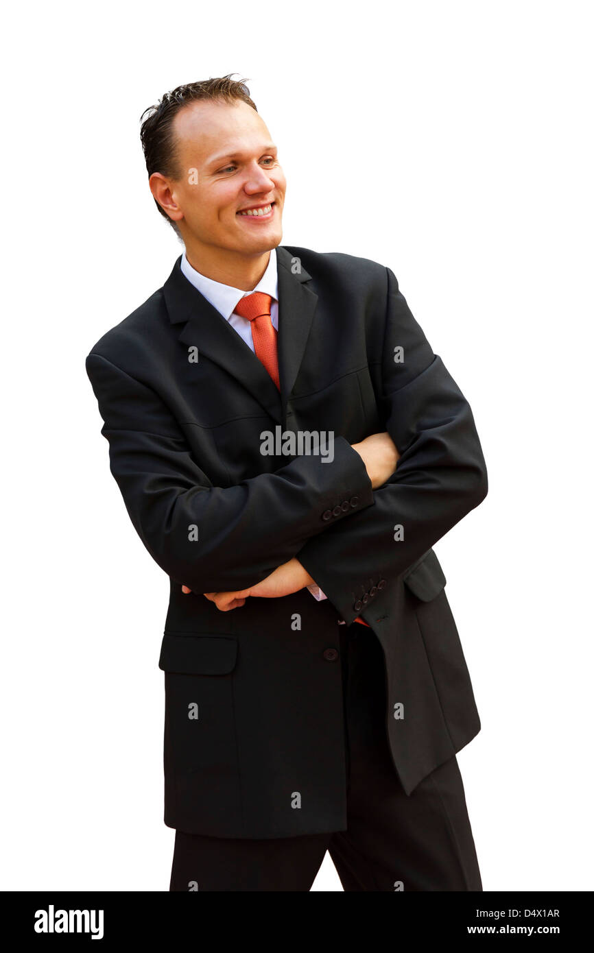 Isolated smiling businessman front the camera Stock Photo - Alamy