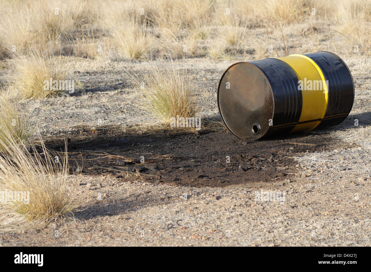 Oil barrel nature environment pollution Stock Photo - Alamy