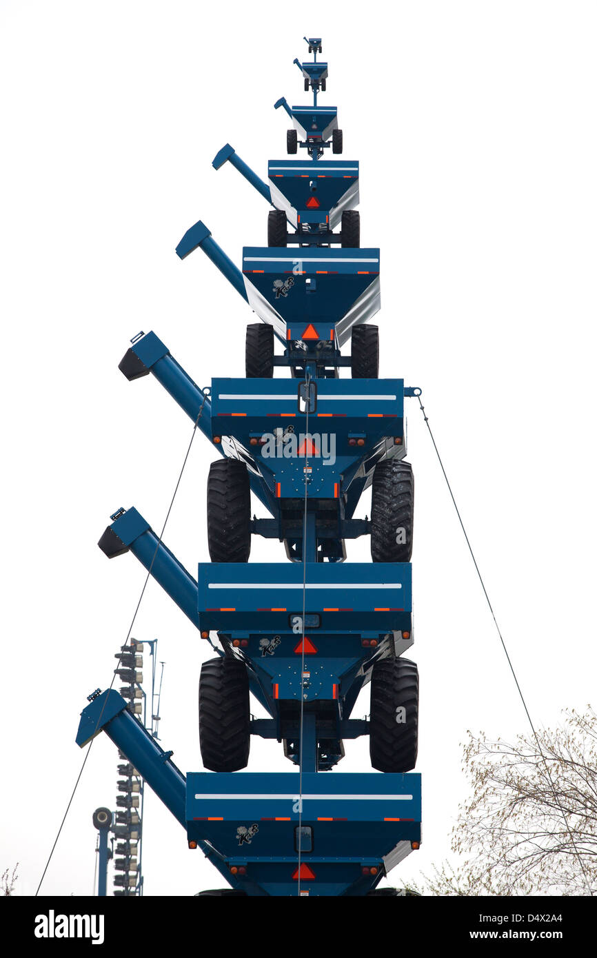 Grain cart stacked on top of each other, Williamsburg, Iowa, USA Stock ...