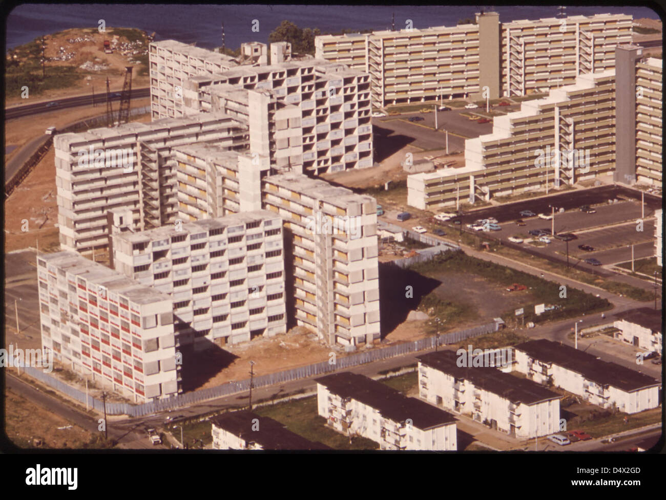 This 1973 image shows the construction of new apartment buildings in ...