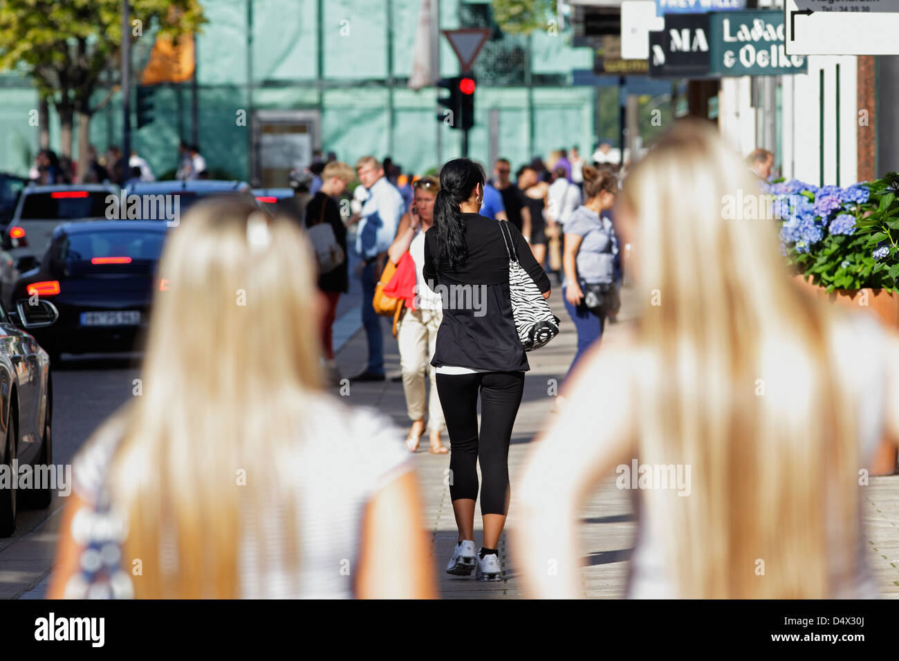 Hamburg, Germany, passers in the exclusive shopping street of Neuer ...