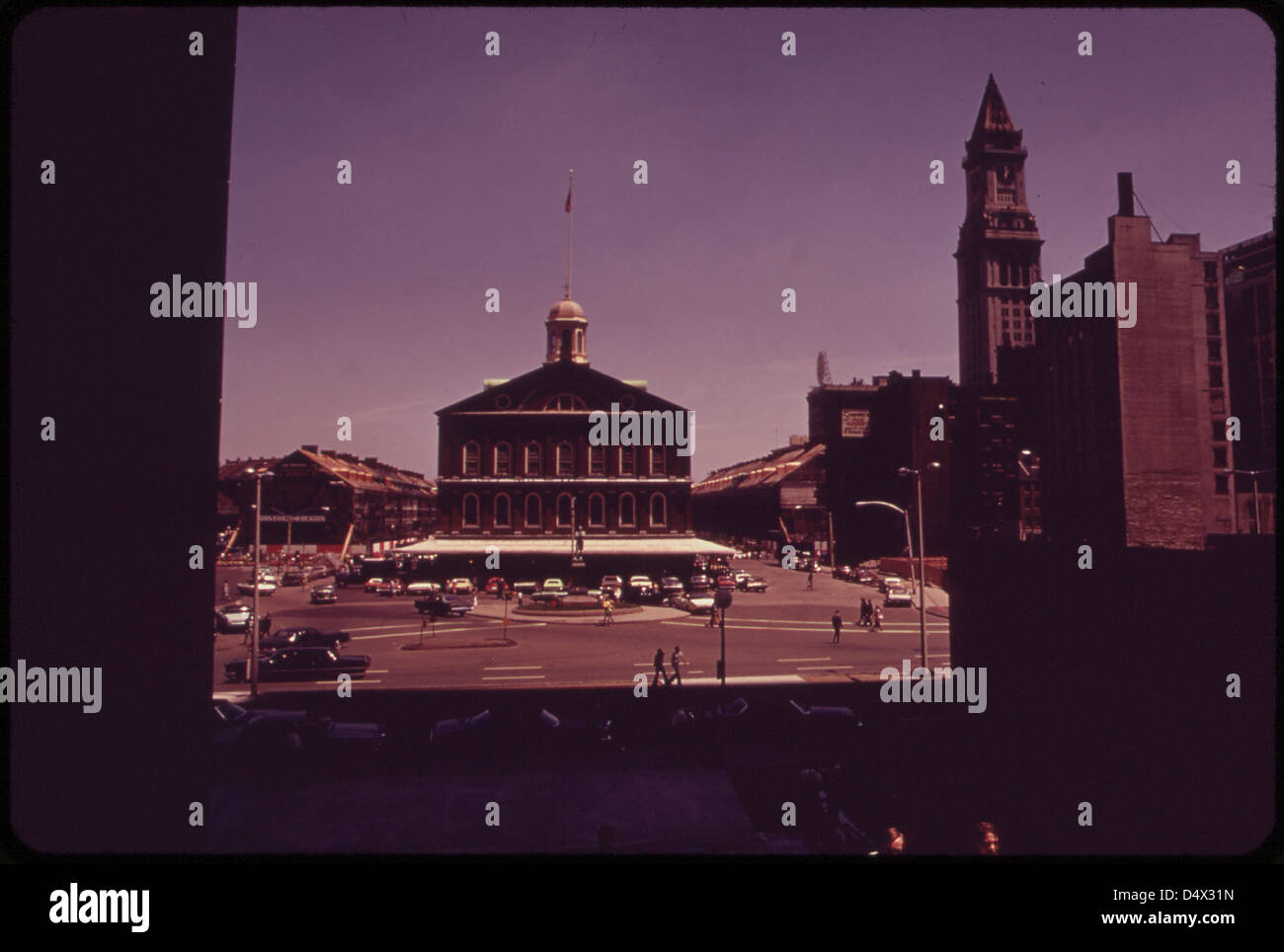 A photograph from May 1973 captures Faneuil Hall in Boston, with the ...