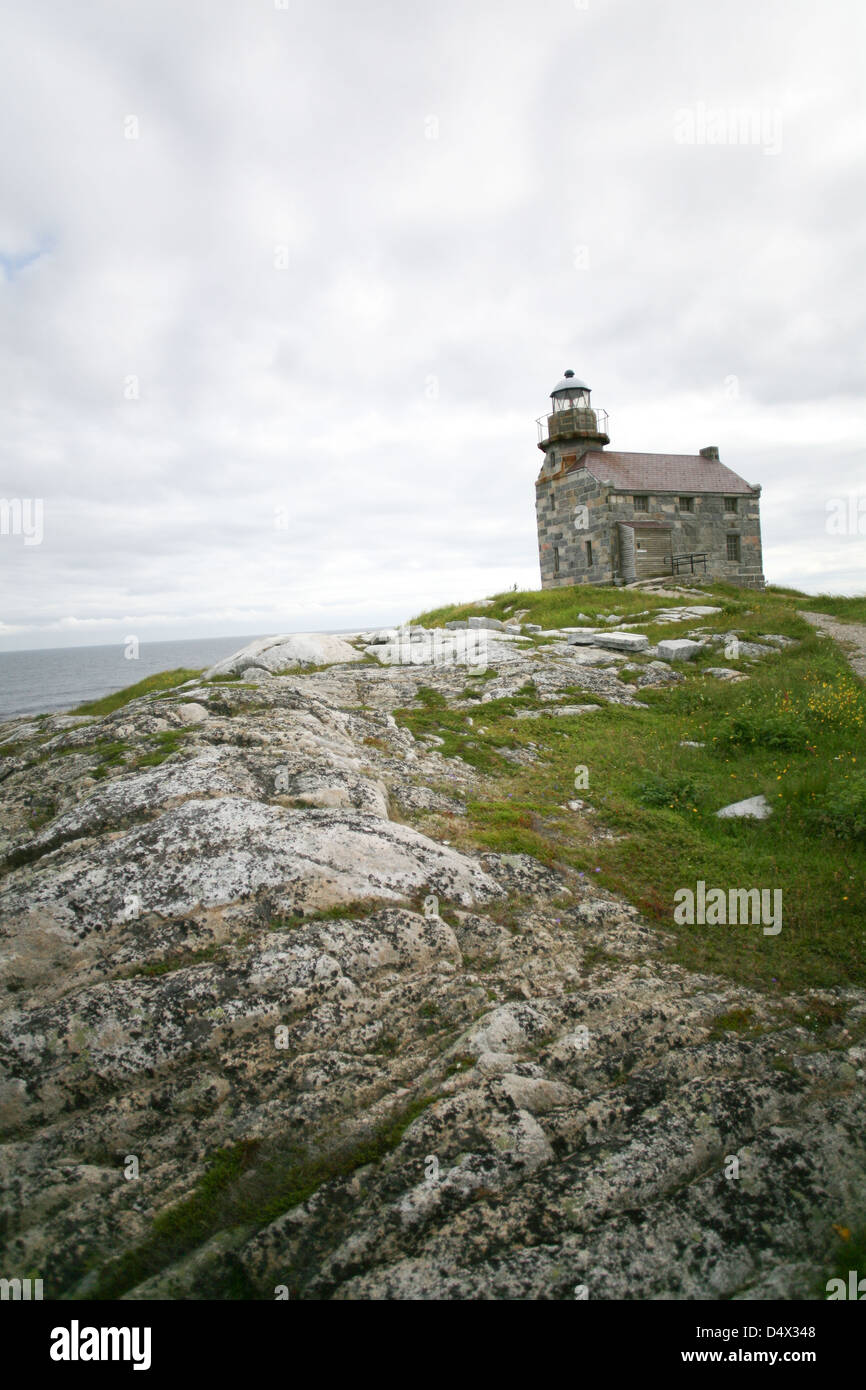 The restored granite lighthouse in Rose Blanche, Newfoundland. The ...