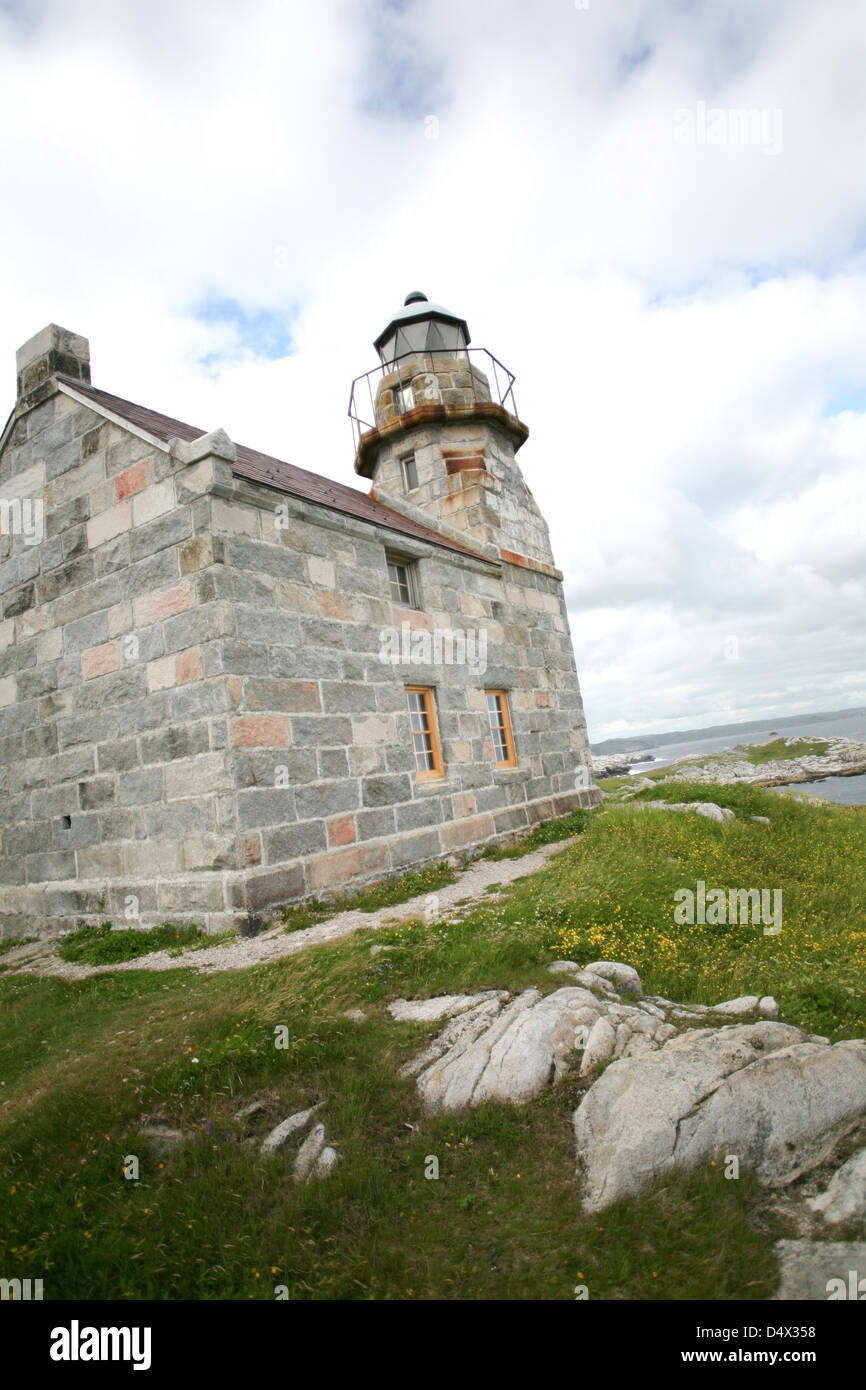 The restored granite lighthouse in Rose Blanche, Newfoundland. The ...