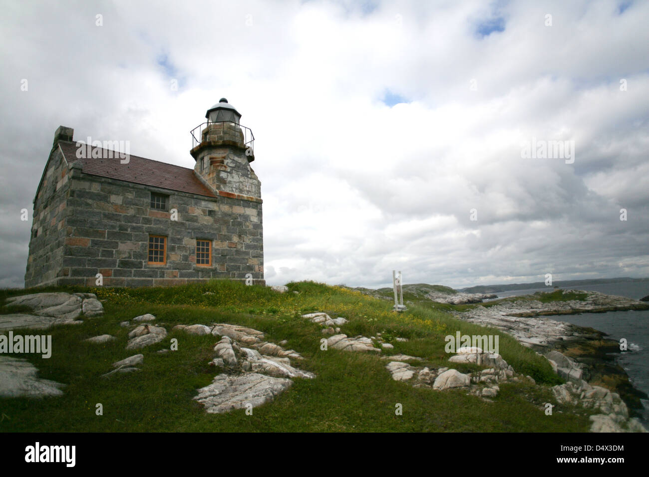 The restored granite lighthouse in Rose Blanche, Newfoundland. The ...