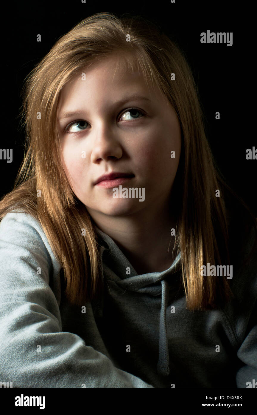 Child worried thinking hi-res stock photography and images - Alamy