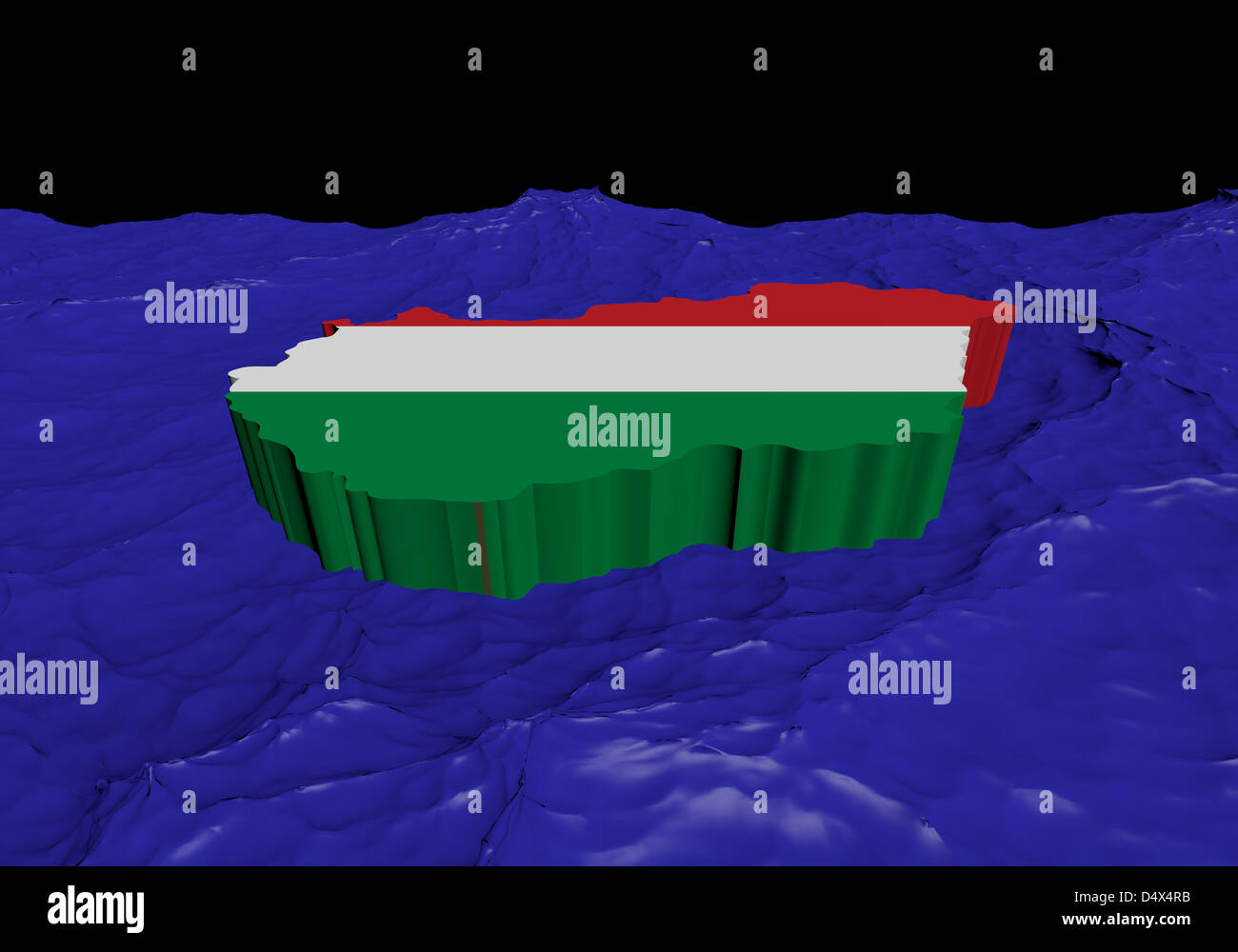 Hungary map flag in abstract ocean illustration Stock Photo - Alamy