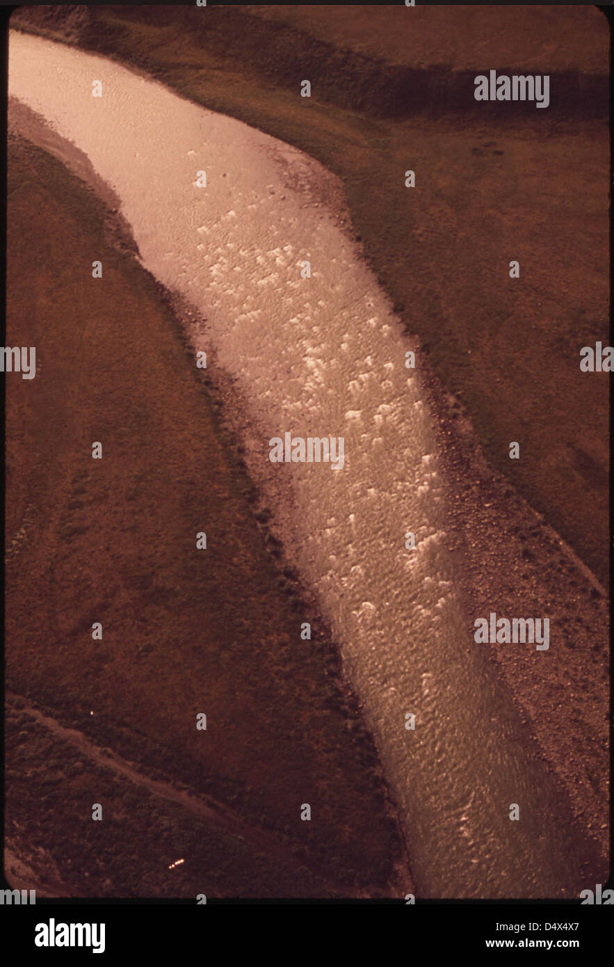 A near-vertical photograph of the Atigun River, taken east of its ...