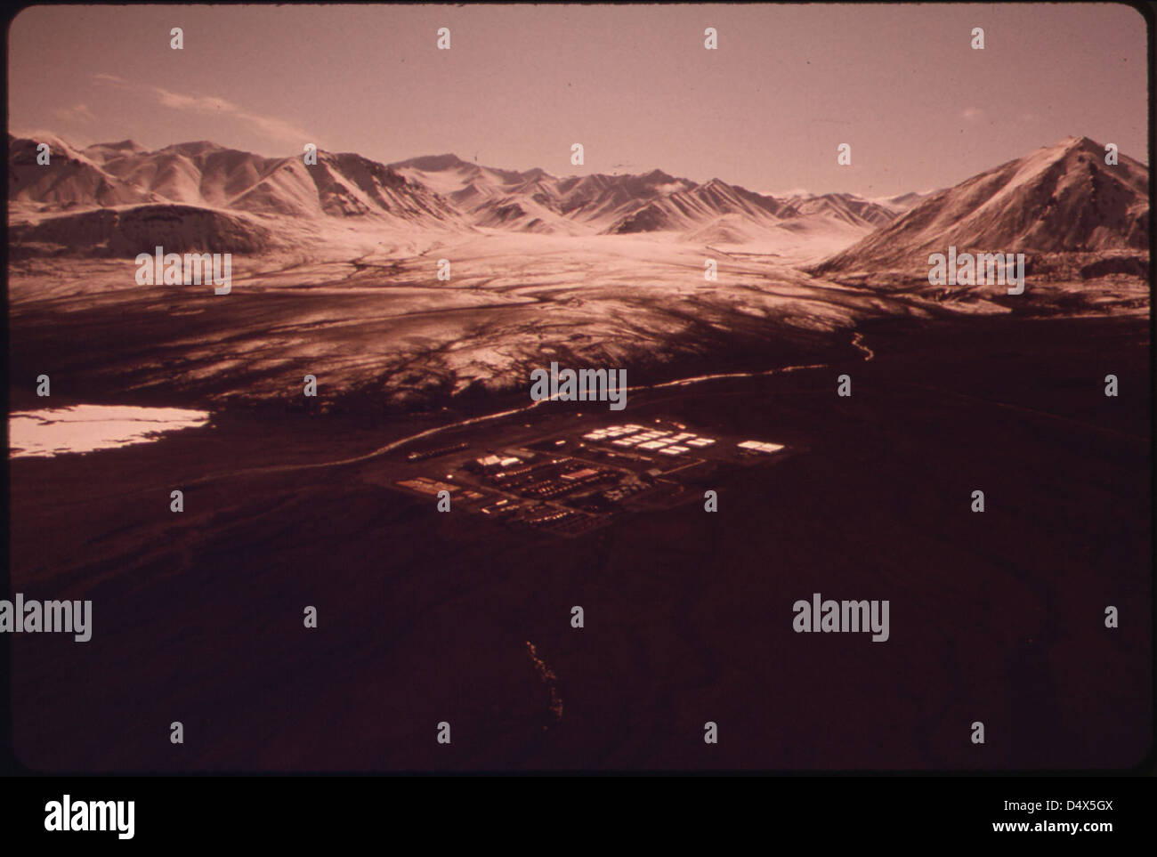 A photograph from August 1973 showing a view of Galbraith Lake Camp in ...