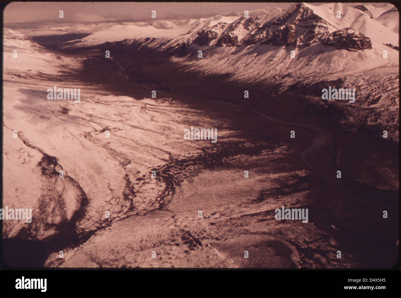 This August 1973 photograph shows Atigun Gorge, taken from a point ...
