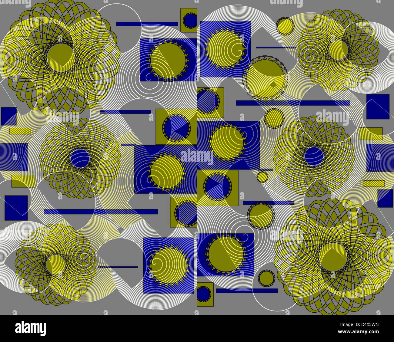 Pretty geometric floral superimposed abstract design with circles and ...