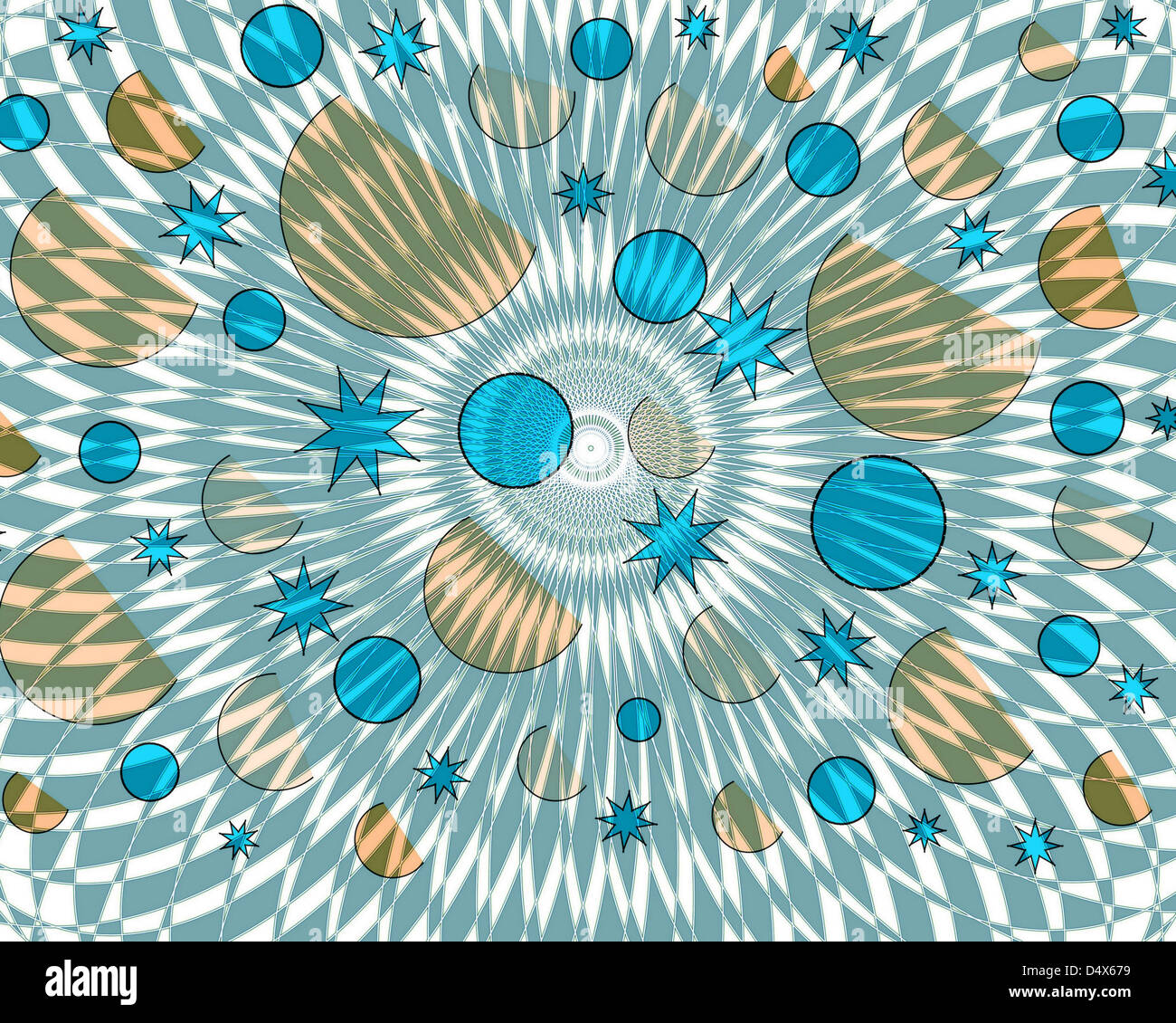 Pretty geometric floral superimposed abstract design with circles and ...