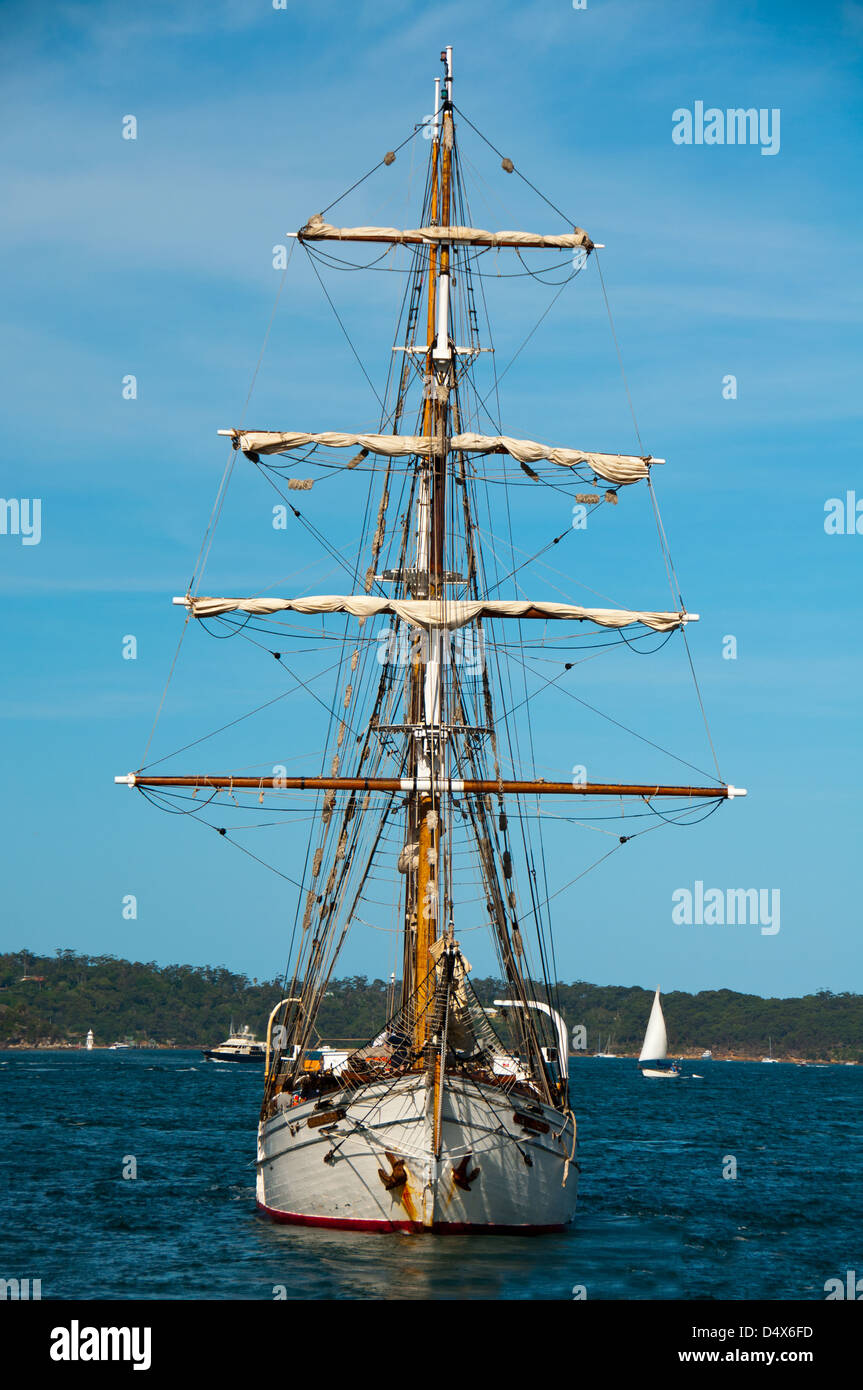 A tall sailing ship anchors in Sydney Harbor, Australia Stock Photo - Alamy