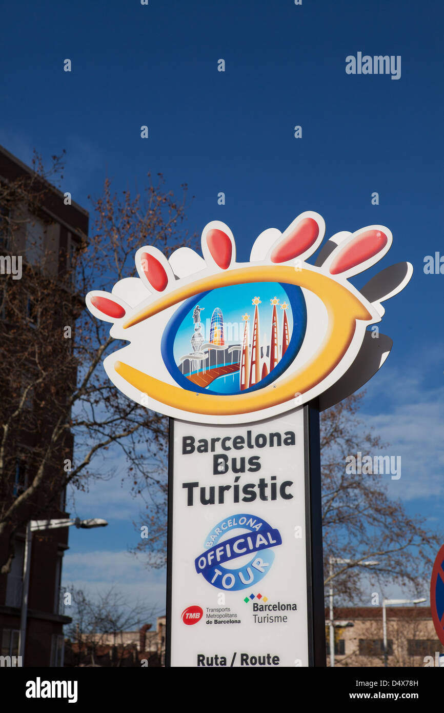 Barcelona tourist bus stop Stock Photo - Alamy