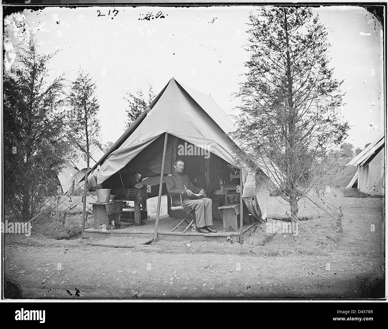 Camp Scene, Officer in Tent Stock Photo - Alamy
