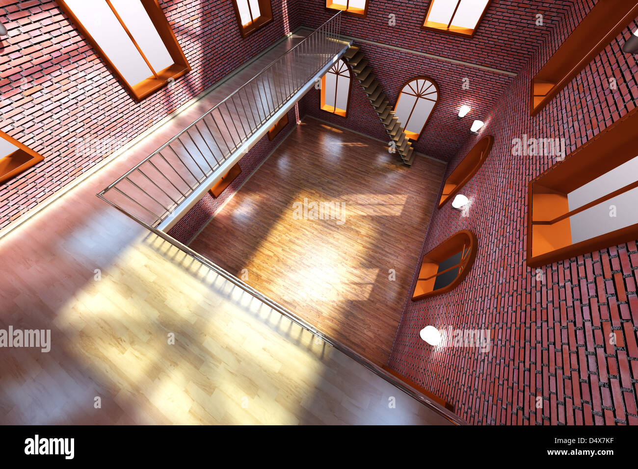 Architecture visualization of a Loft interior. 3D rendered Illustration ...