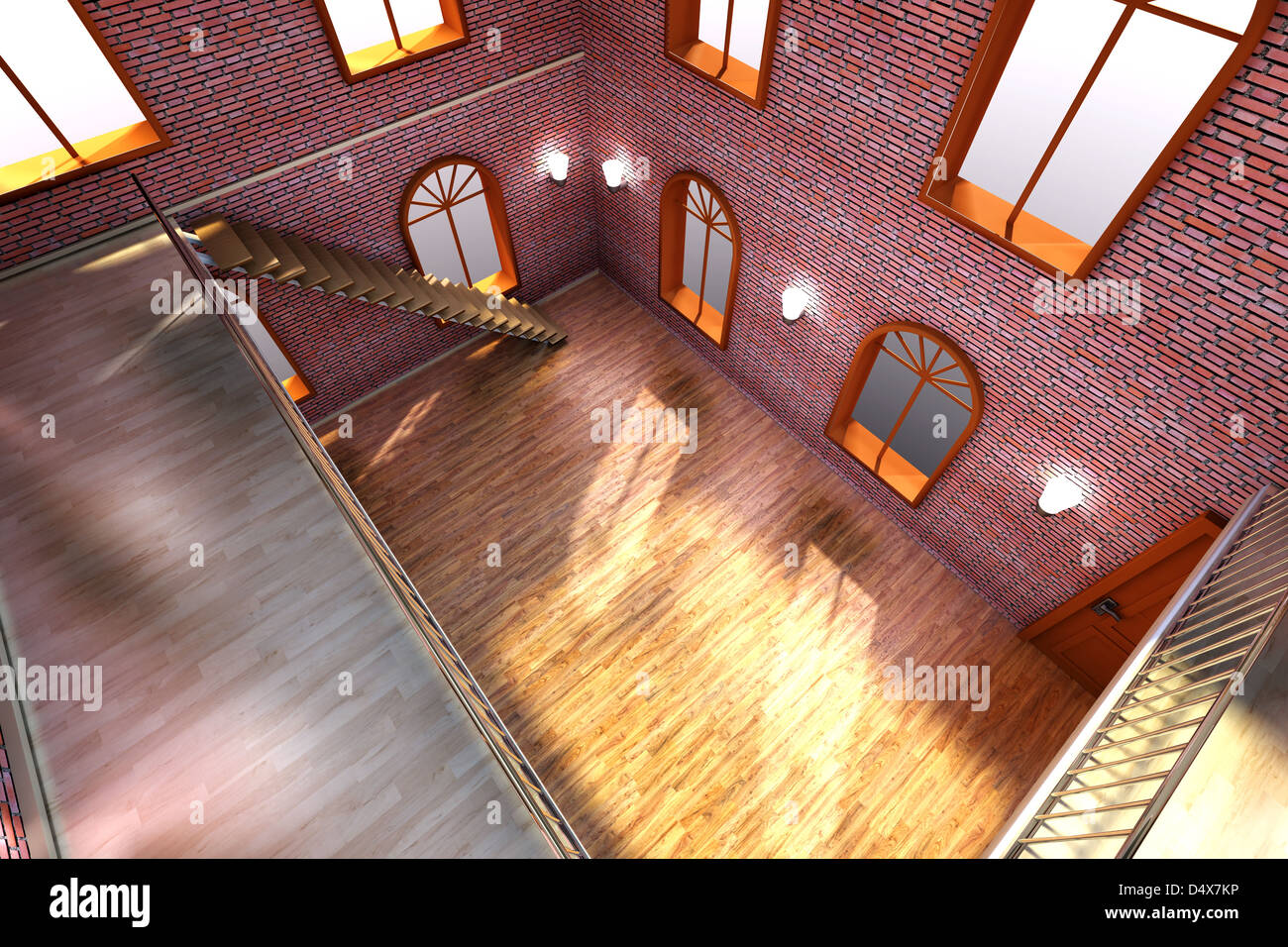 Architecture visualization of a Loft interior. 3D rendered Illustration ...